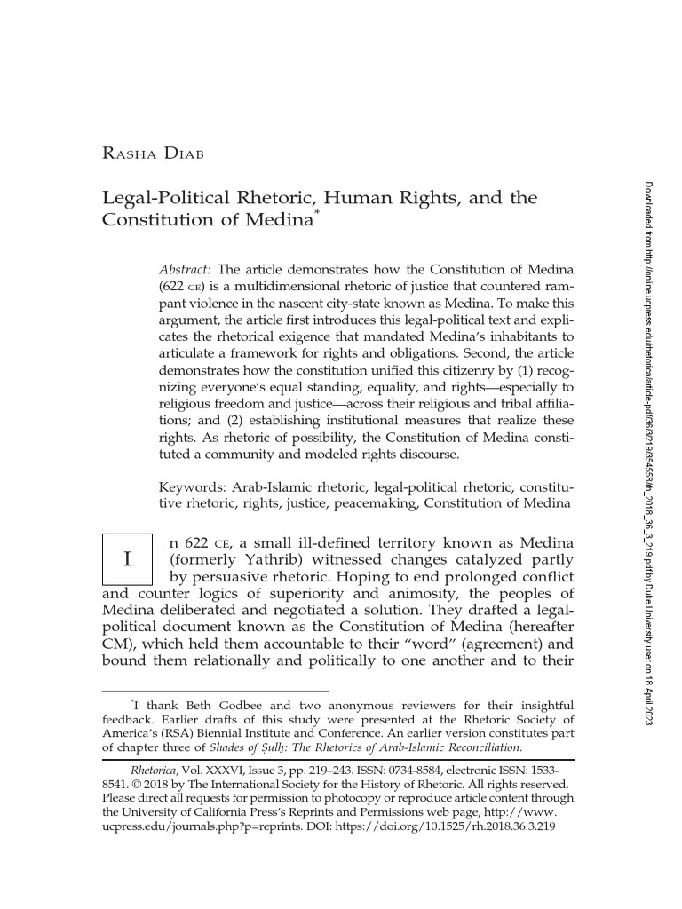 The Constitution of Medina | PDF