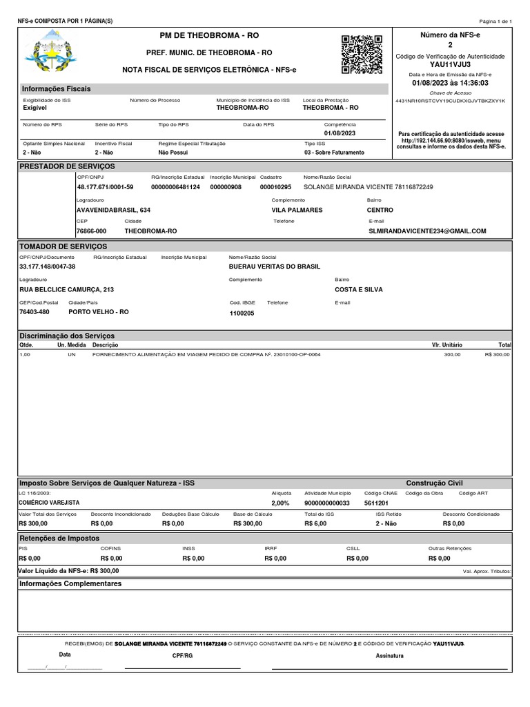 NFS-e 2 01 08 2023 | PDF