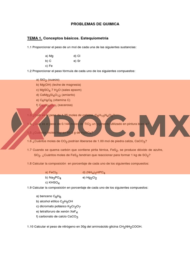 Xdoc - MX Problemas de Quimica Tema 1 Conceptos Basicos | PDF