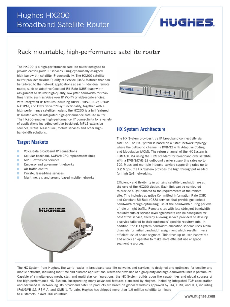 Hughes HX200 Broadband Satellite Router | PDF
