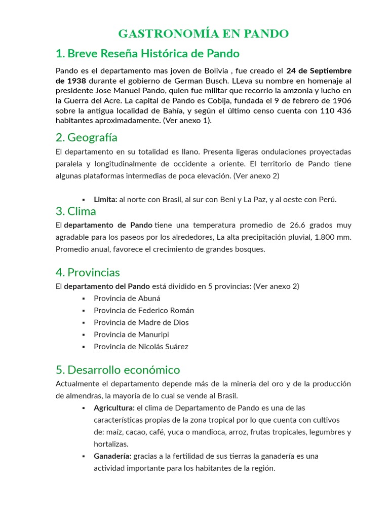 Gastronomía en Pando | PDF