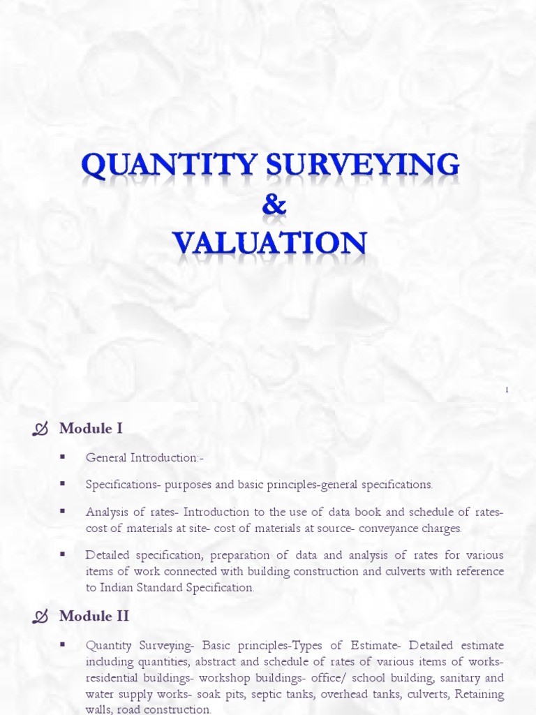 Quantity Surveying and Valuation | PDF