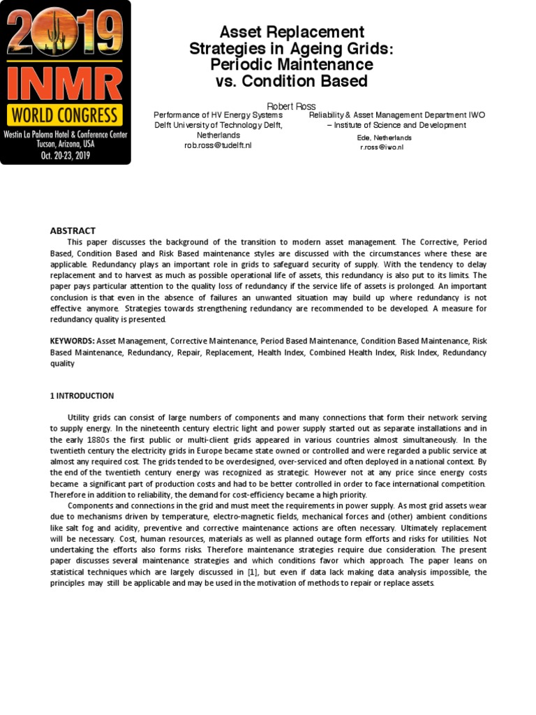 Holanda - 2019 - Asset Replacement Strategies in Ageing Grids | PDF ...