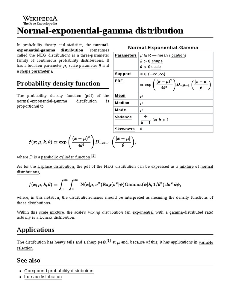 Normal Exponential Gamma - Distribution | PDF