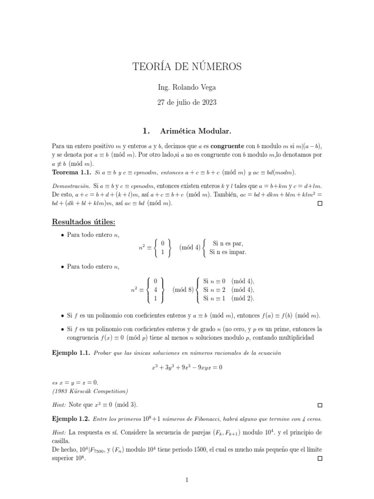 Congruencia y Aritmética Modular | PDF | Matemáticas discretas | Teoría ...