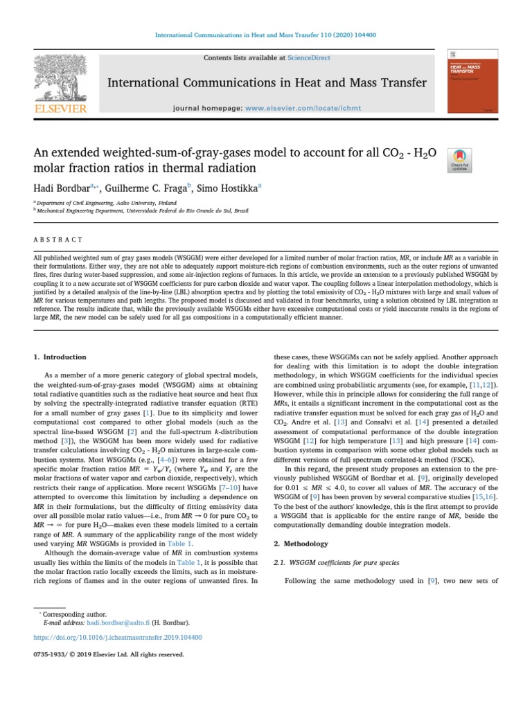 Thermal Radiation Model for CO2-H2O | PDF | Absorption Spectroscopy | Gases