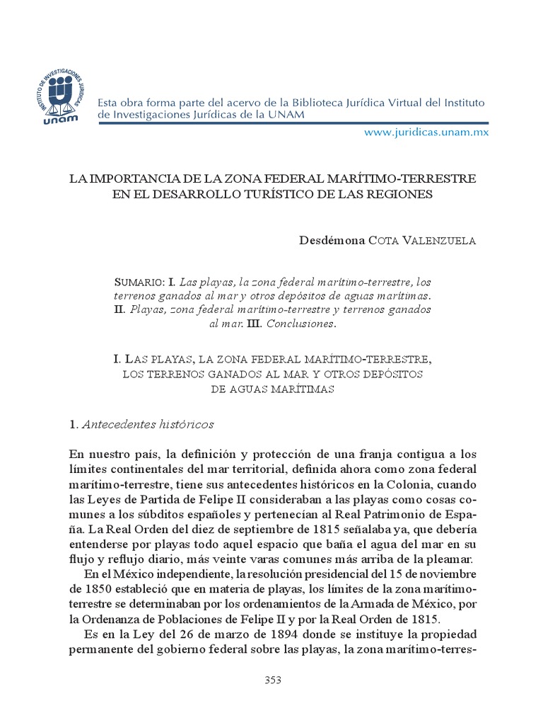 La Importancia de La Zona Federal Maritimo Terrestre en El Desarrollo Turistico de Las Regiones ...
