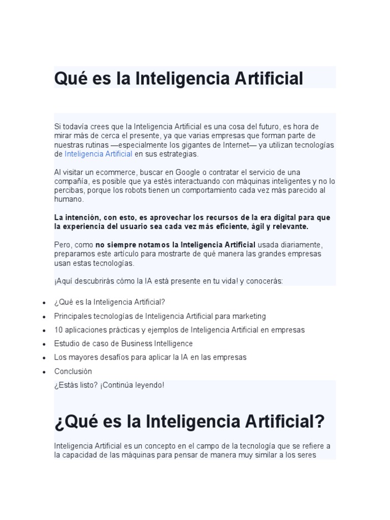 Qué Es La Inteligencia Artificial | PDF | Inteligencia artificial ...
