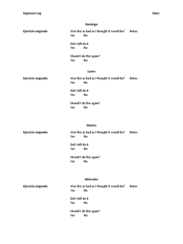 Exposure Log Bilingual | PDF