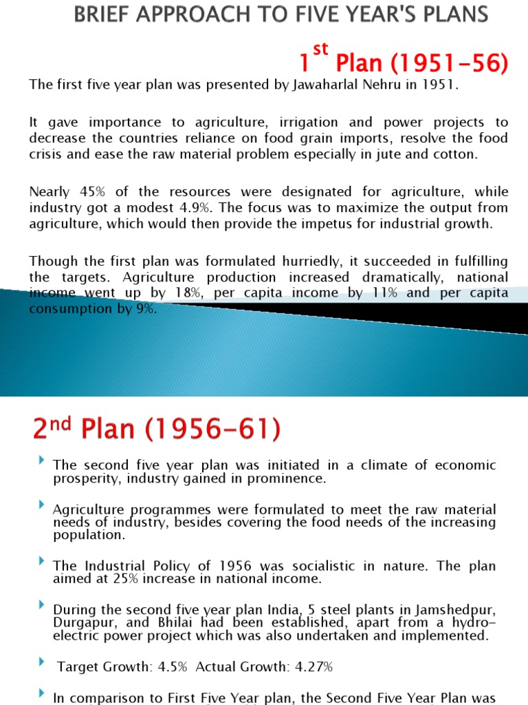 First and Second Five-Year Plans in India | PDF | Economic Growth ...
