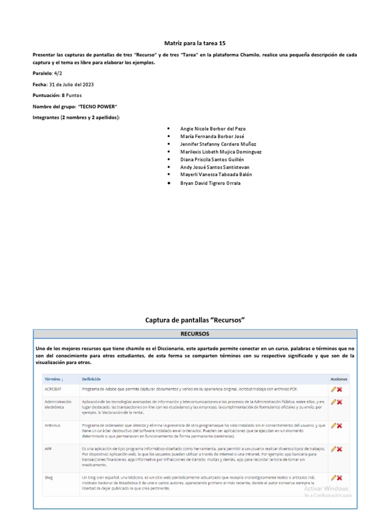 Capturas y Descripciones en Chamilo | PDF | Modificación de comportamiento | Comunicación humana