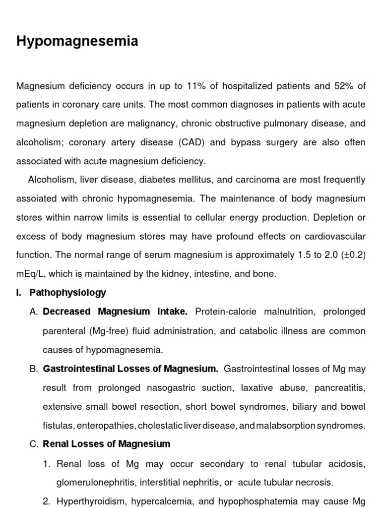 Hypomagnesemia | PDF | Magnesium | Diseases And Disorders
