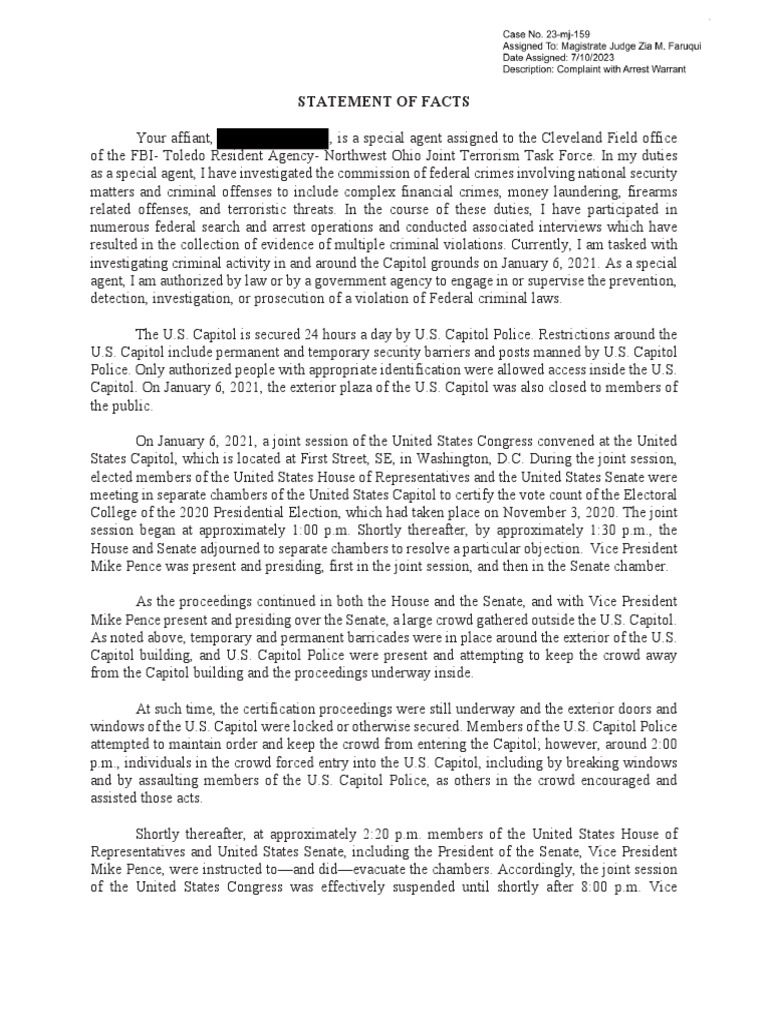 Joshua Coker Statement of Facts | PDF