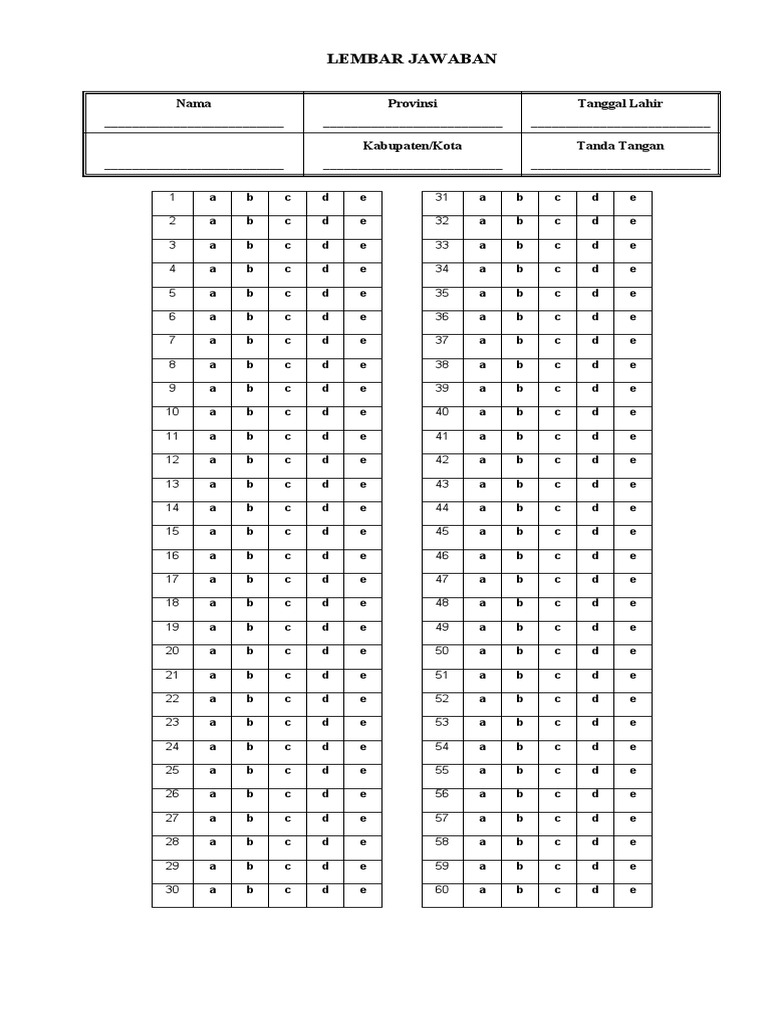 Lembar Jawaban Pilihan Ganda | PDF