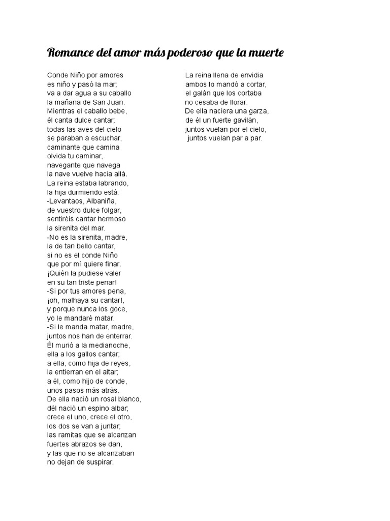 Romance Del Amor Más Poderoso Que La Muerte | PDF