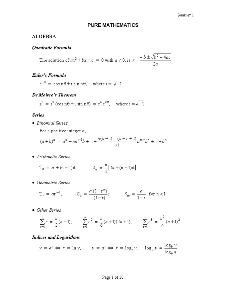 Pure Mathematics: Algebra and Calculus Guide | PDF | Sine ...
