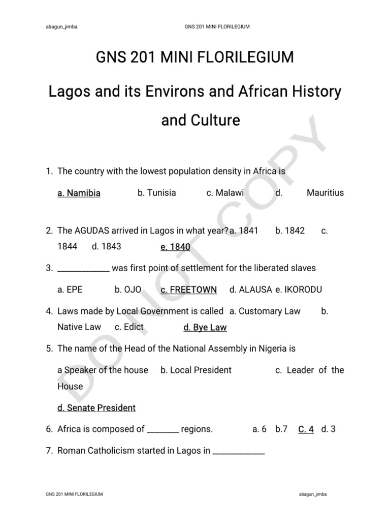 GNS 201 Q&a Jimba | PDF