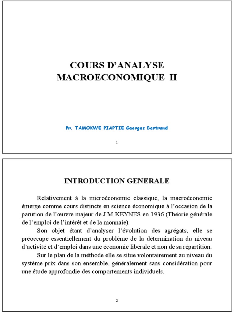 Macro2-1 - Intro + Chapitre 1 - Exposé 2pf | PDF