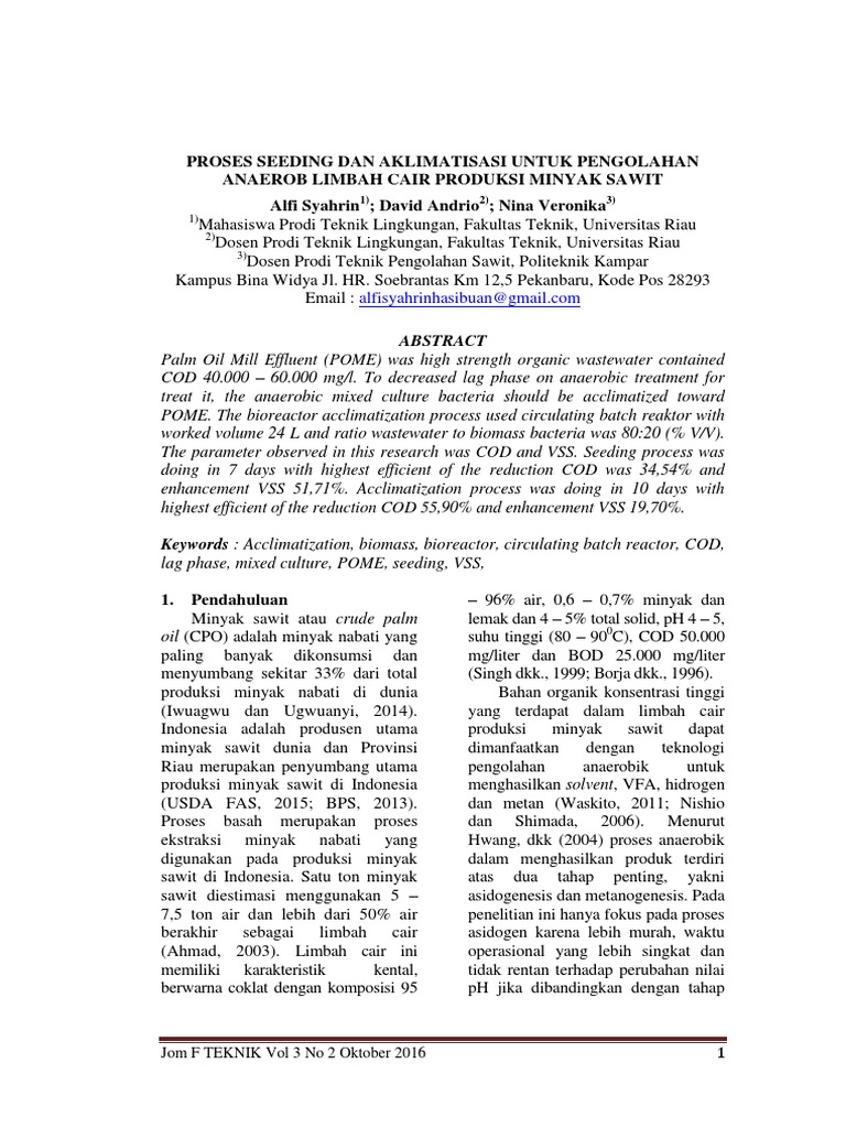 Seeding & Aklimatisasi POME | PDF