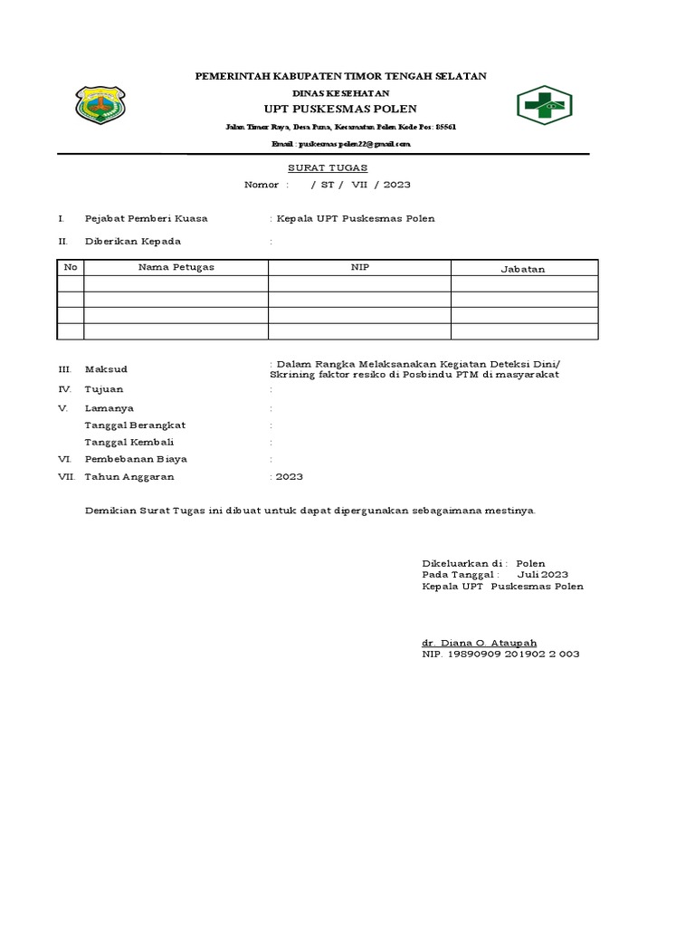 Surat Tugas PTM | PDF