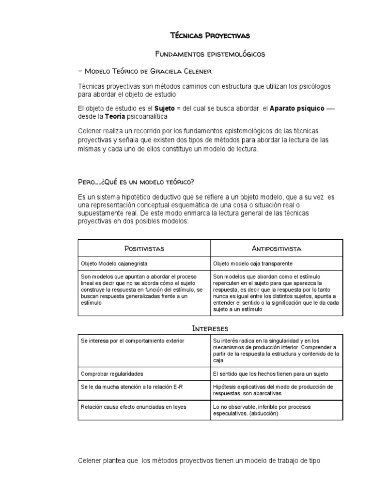 Tecnicas Proyectivas | PDF Tecnicas Proyectivas | PDF