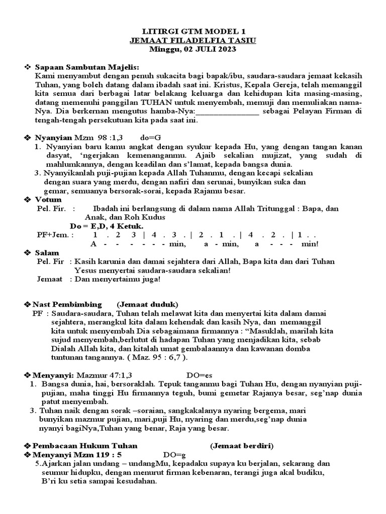 Liturgi Model 1 Word | PDF