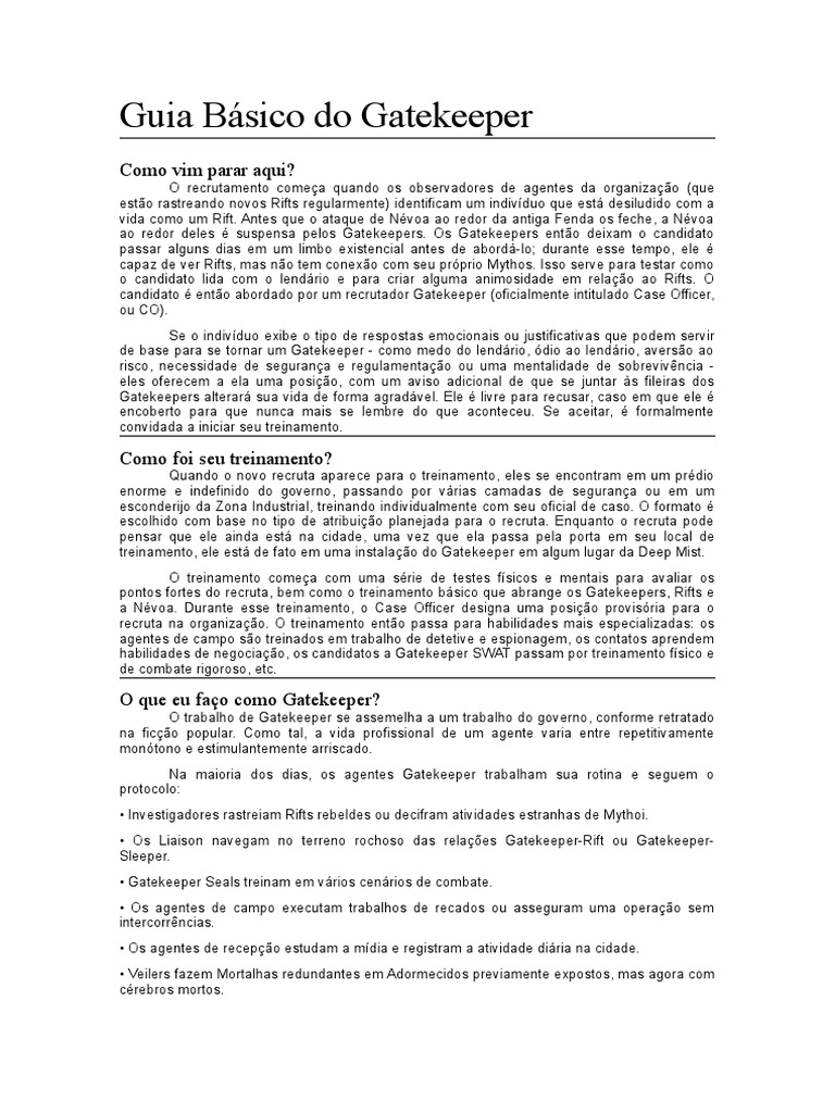 Guia Básico Do Gatekeeper | PDF | Pensamento | Informação