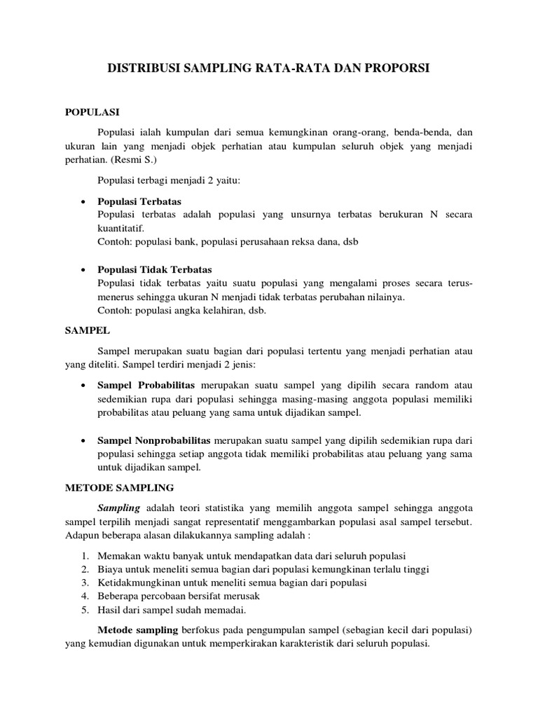Distribusi Sampling dan Metode | PDF