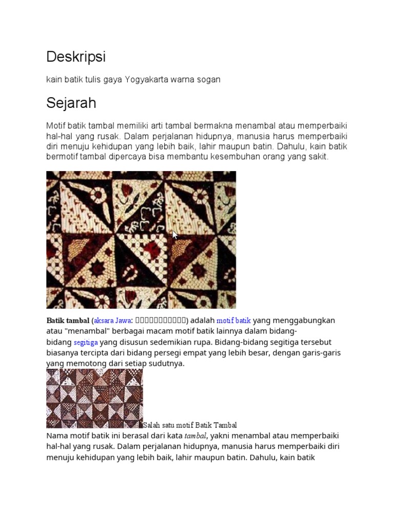 ! Batik Motif Tambal | PDF