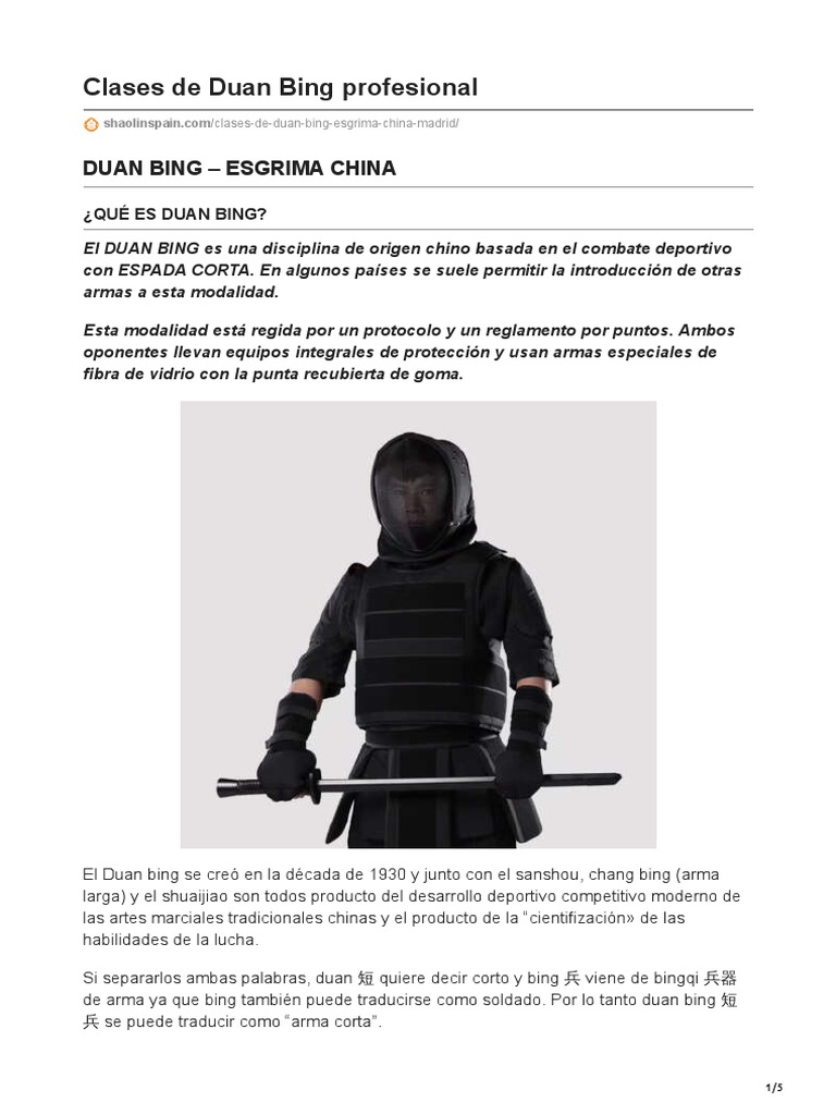 Clases de Duan Bing Profesional | PDF | Espada | Deportes de combate