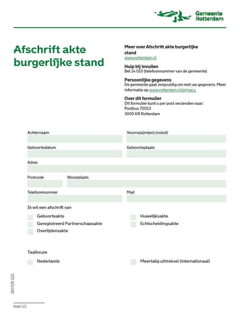 Afschrift Akte Burgerlijke Stand | PDF