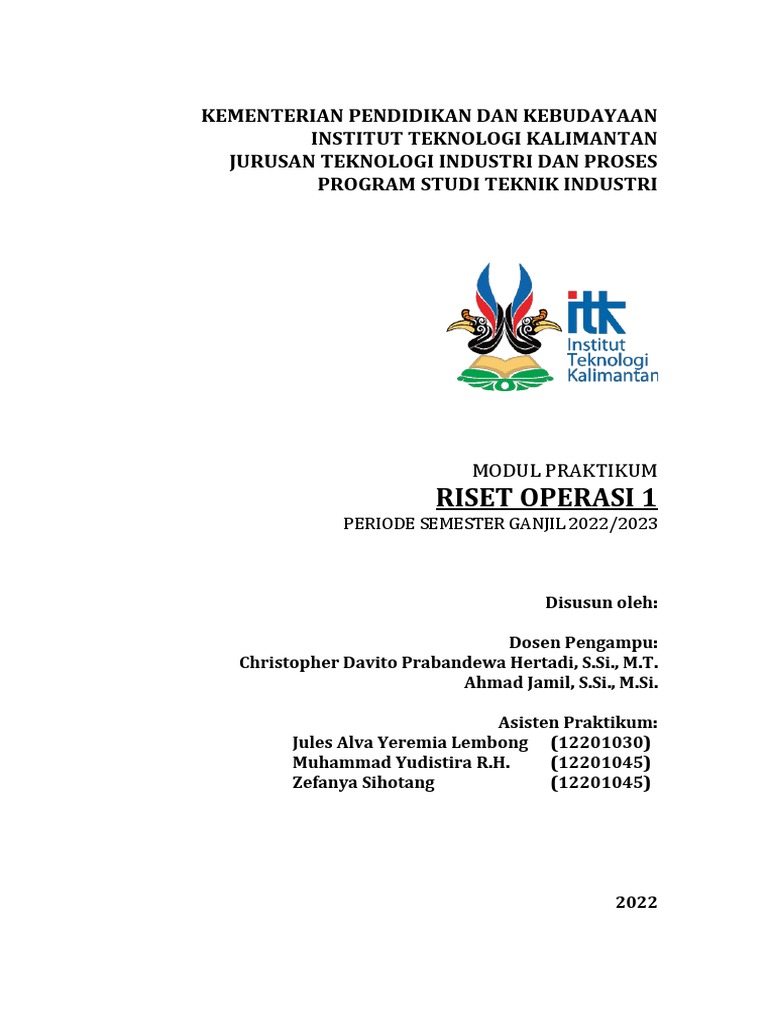 Modul 1 Praktikum Riset Operasi 1 2022-2023 | PDF