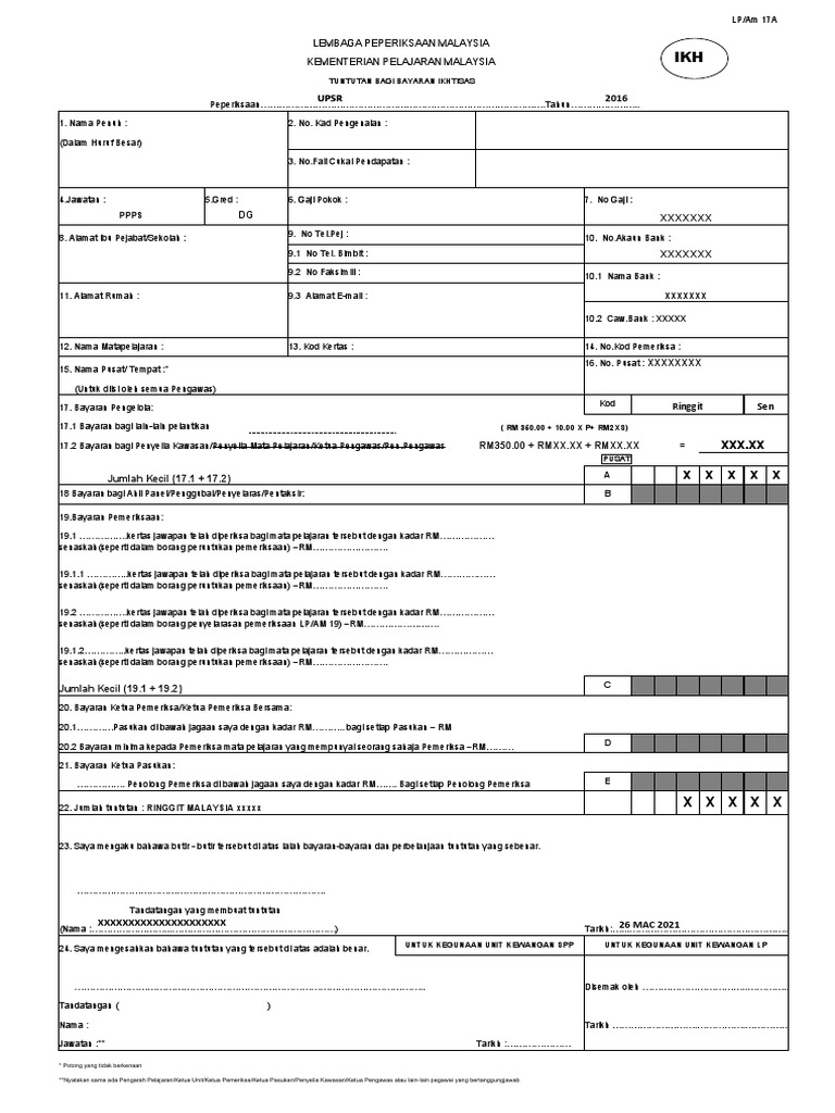 Borang Ikh - LP Am 17a (1) Edit C.karim | PDF