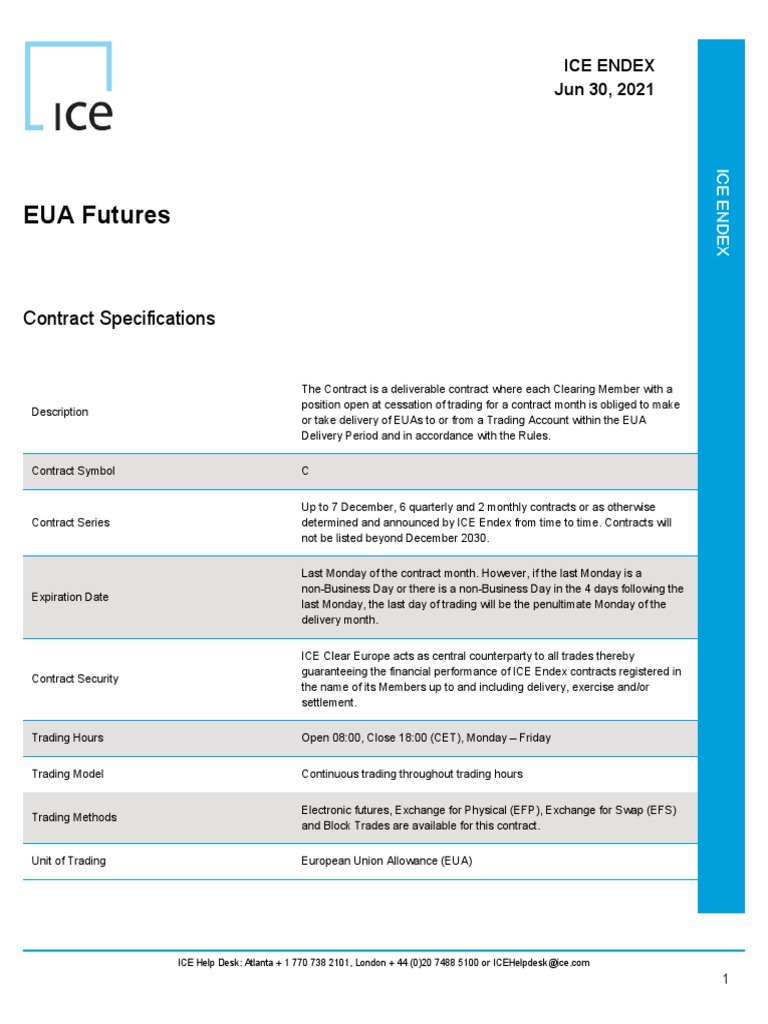 EUA Futures Contract Specifications | PDF