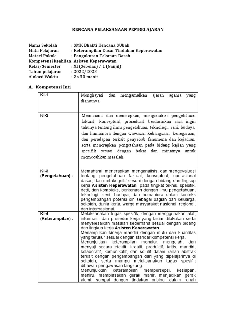 RPP (1) - Kelas Xi - Pengukuran Tekanan Darah | PDF