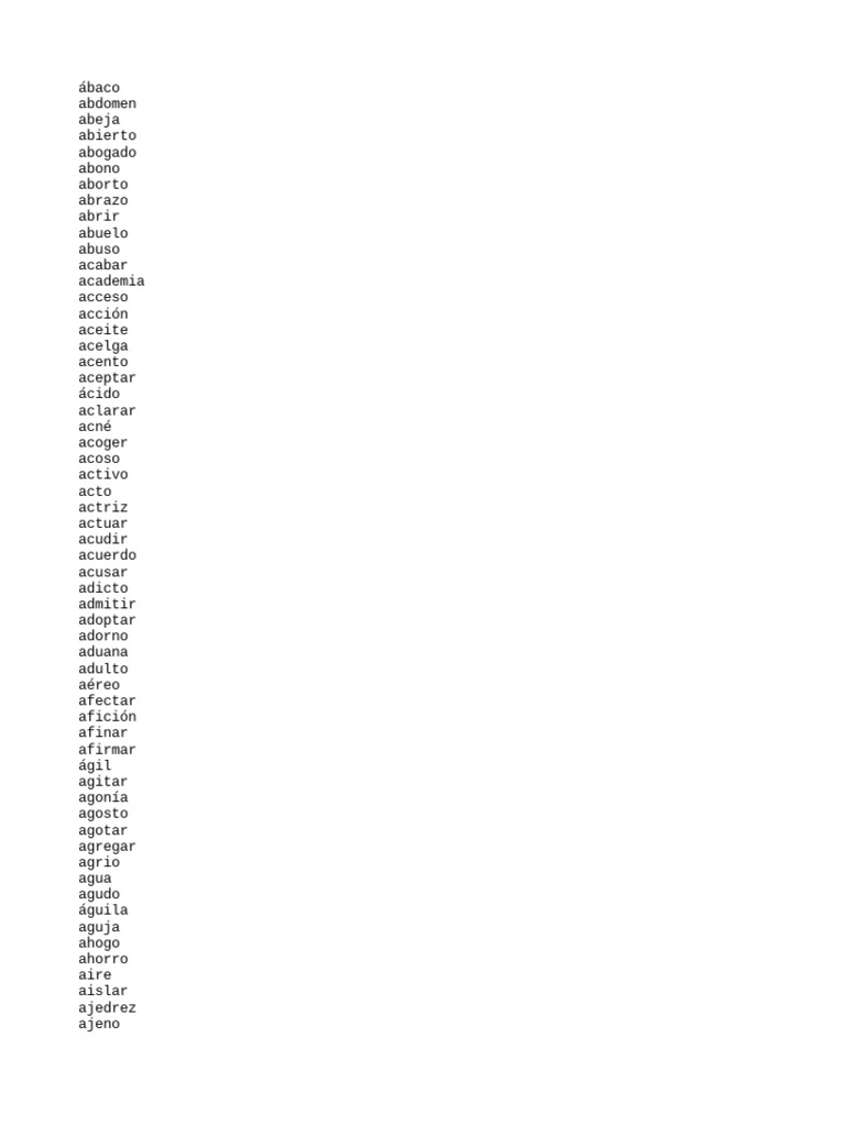 Lista de Palabras en Español | PDF