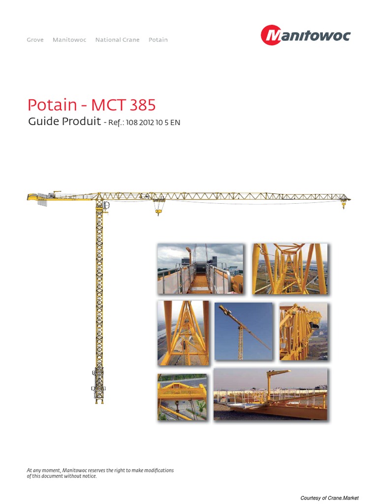 Potain Tower Cranes Spec b18743 | PDF