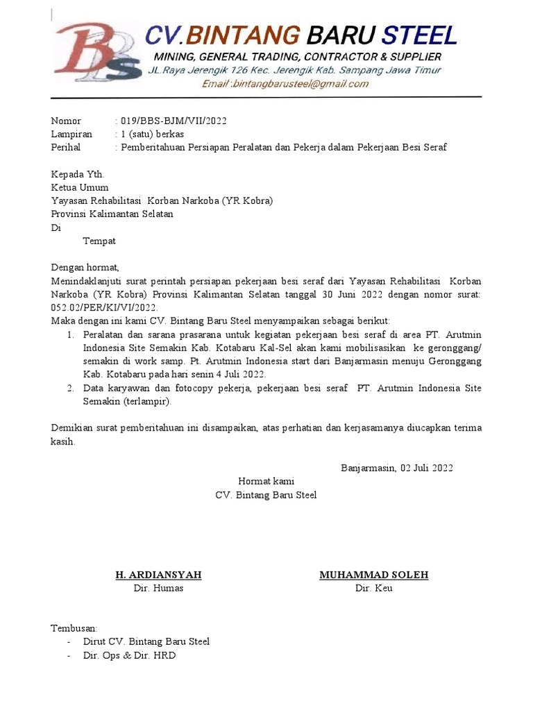 Cv. Bintang Baru Steel | PDF