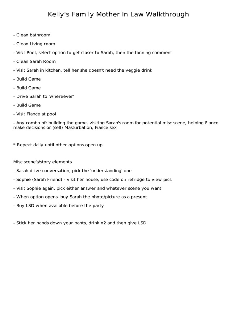 Kelly's Family Mother in Law Walkthrough | PDF