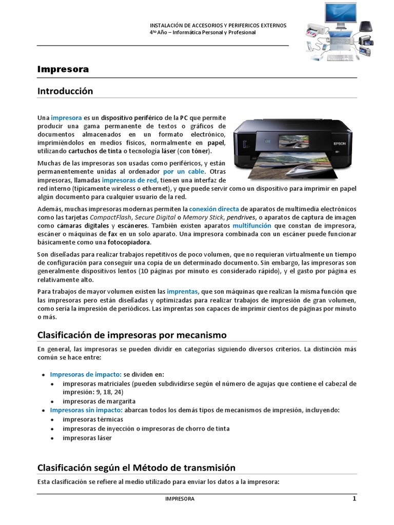 Impresora | PDF | Impresora (Computación) | Equipo de oficina