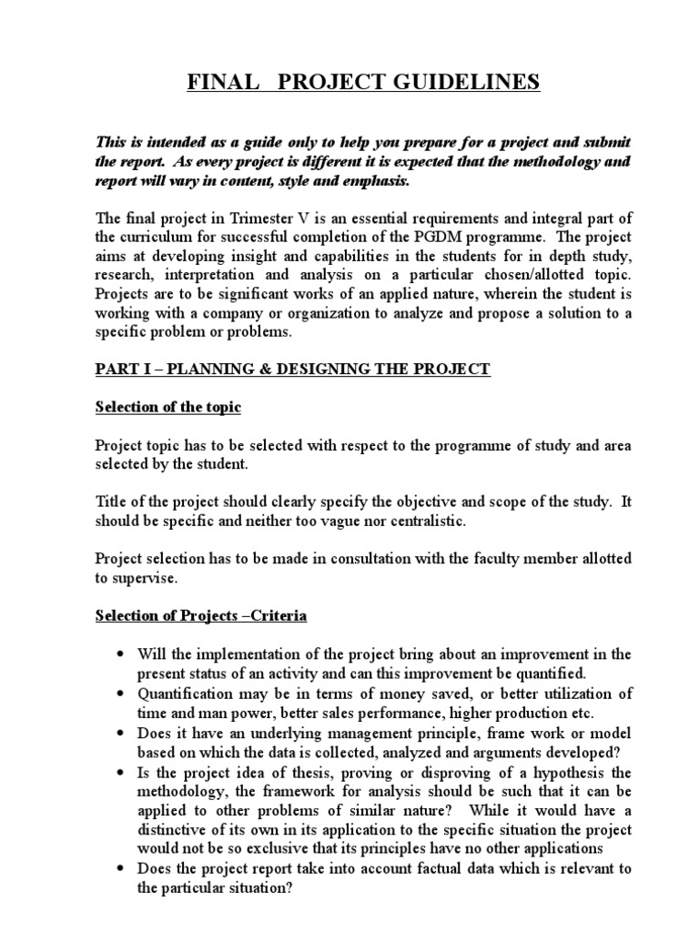 Project Guidelines for PGDM Students | PDF | Data Analysis | Data