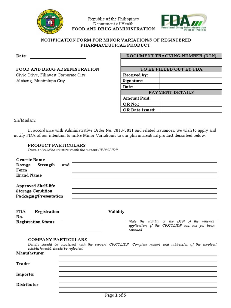 Annex C Notification Form MiV N | PDF | Food And Drug Administration ...