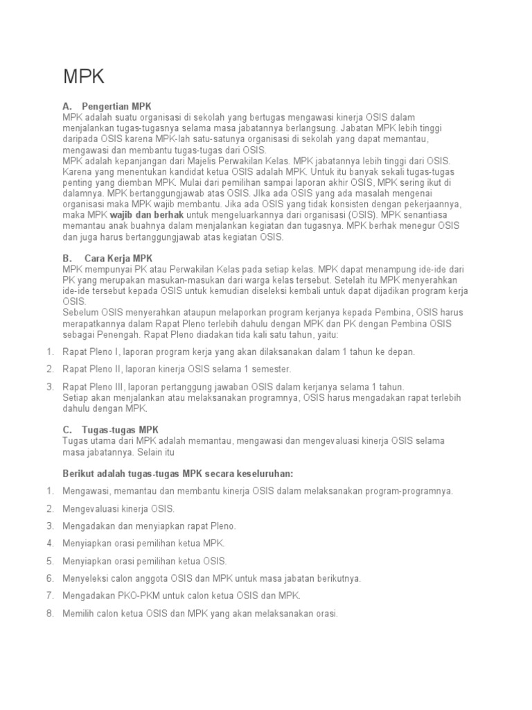 MPK Sekolah | PDF