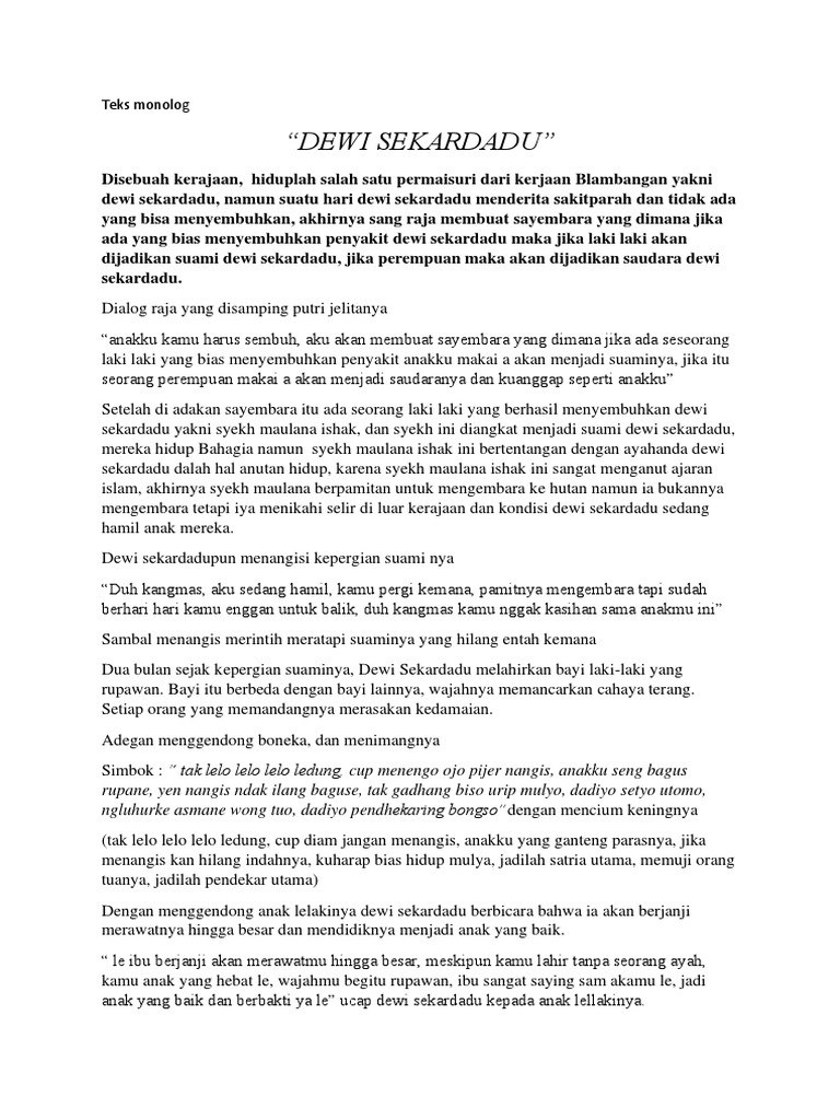 Teks Monolog Dewi Sekardadu-1 | PDF