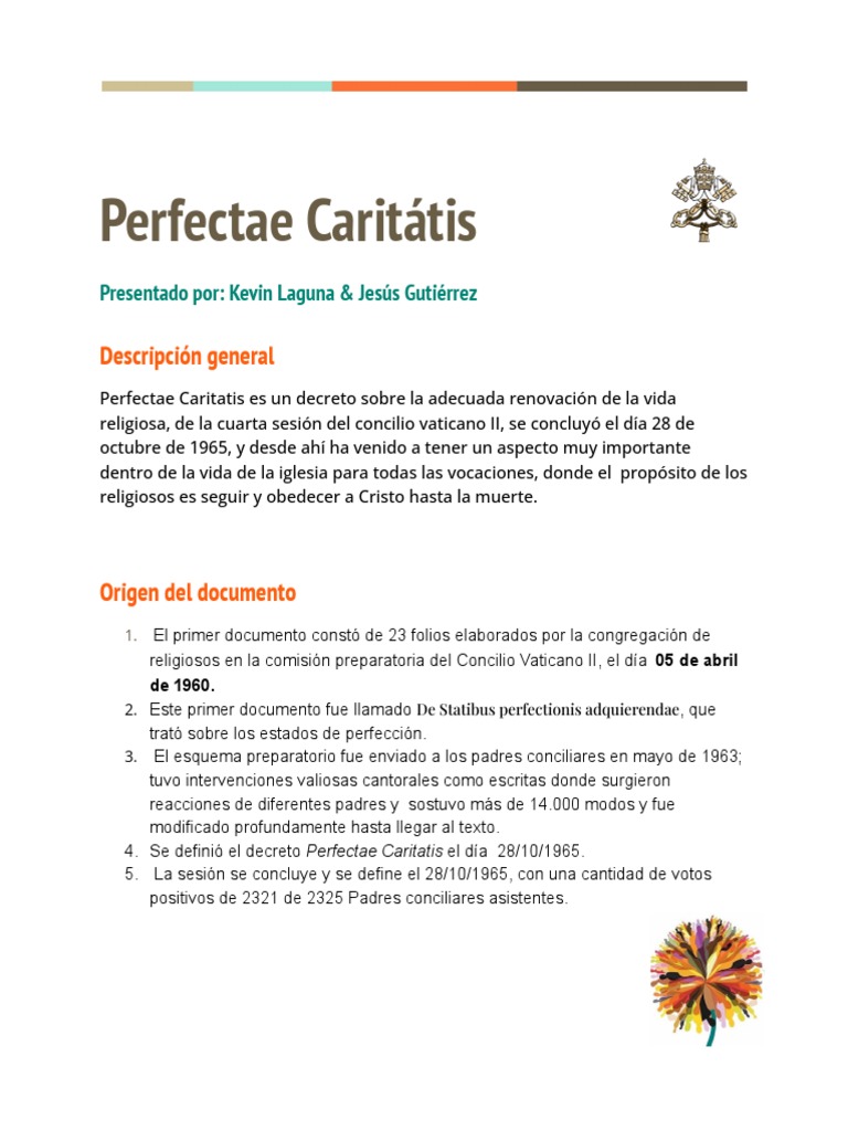 PERFECTAE CARITÁTIS. | PDF | Concilio Vaticano II | Iglesia Católica