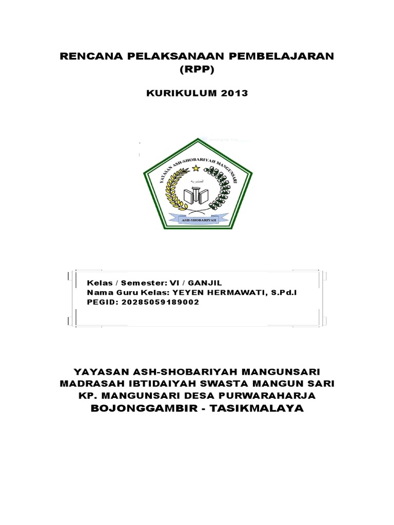 Contoh Cover RPP | PDF