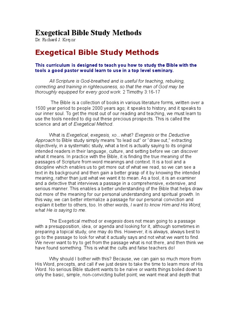 Exegetical Bible Study Methods | PDF | Exegesis | Bible Study (Christian)