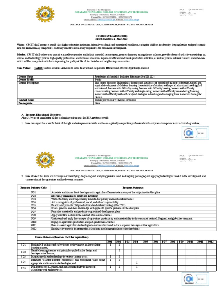Prof Ed 212 (Foundation of Special and Inclusive Education) | PDF | Inclusion (Education) | Learning