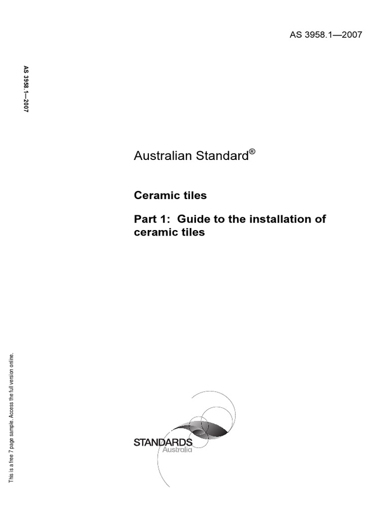 Dokumen - Tips - As 39581 2007 Ceramic Tiles Guide To The Installation ...