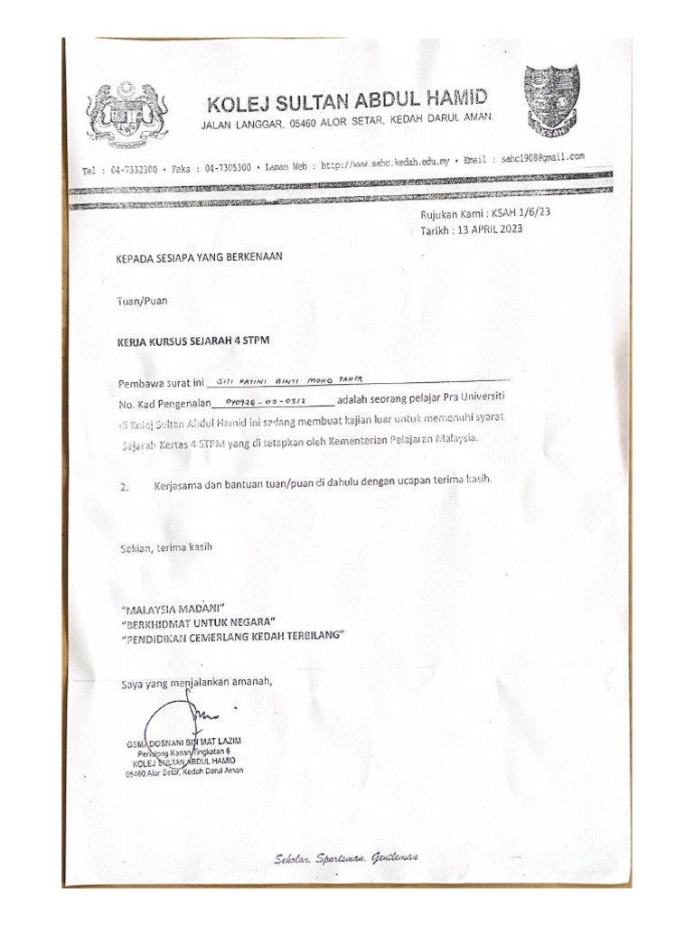 Kolej Sultan Abdul Hamid | PDF